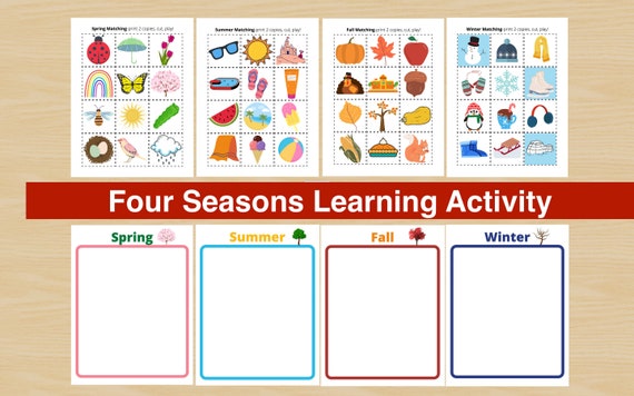 Four Seasons Learning Activity Printable Matching Game - Etsy
