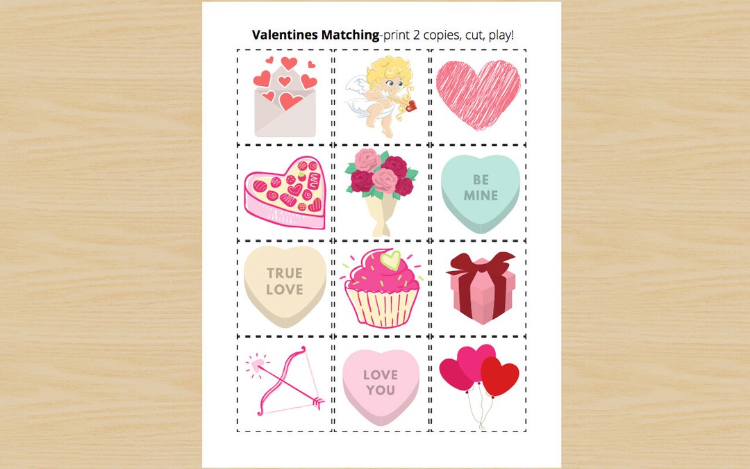 Valentine's Day Matching Game: Preschool Activity (digital Download) - Etsy