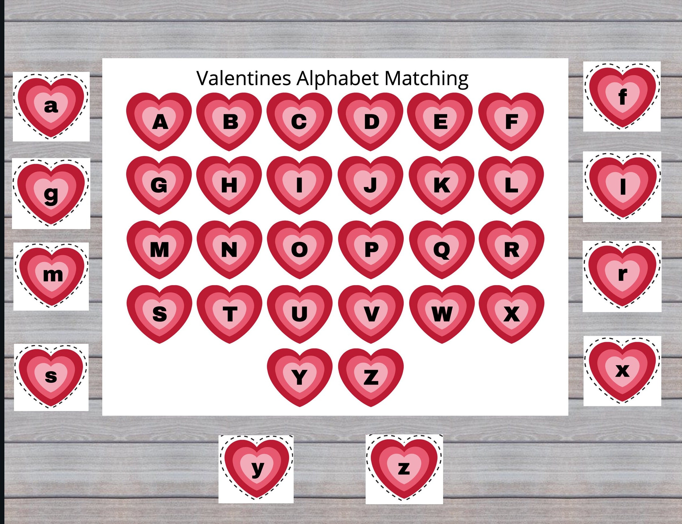 Valentines Alphabet Matching Worksheet, Preschool Learning, Toddler ...