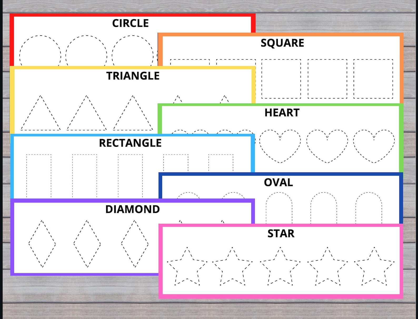 Shape Tracing Cards: Toddler Learning Activity (PDF Pattern) - Etsy