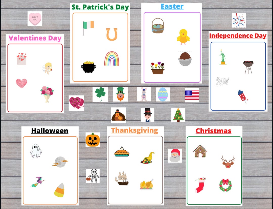 Holiday Sorting Activity, Preschool Toddler Learning Game, Valentines ...