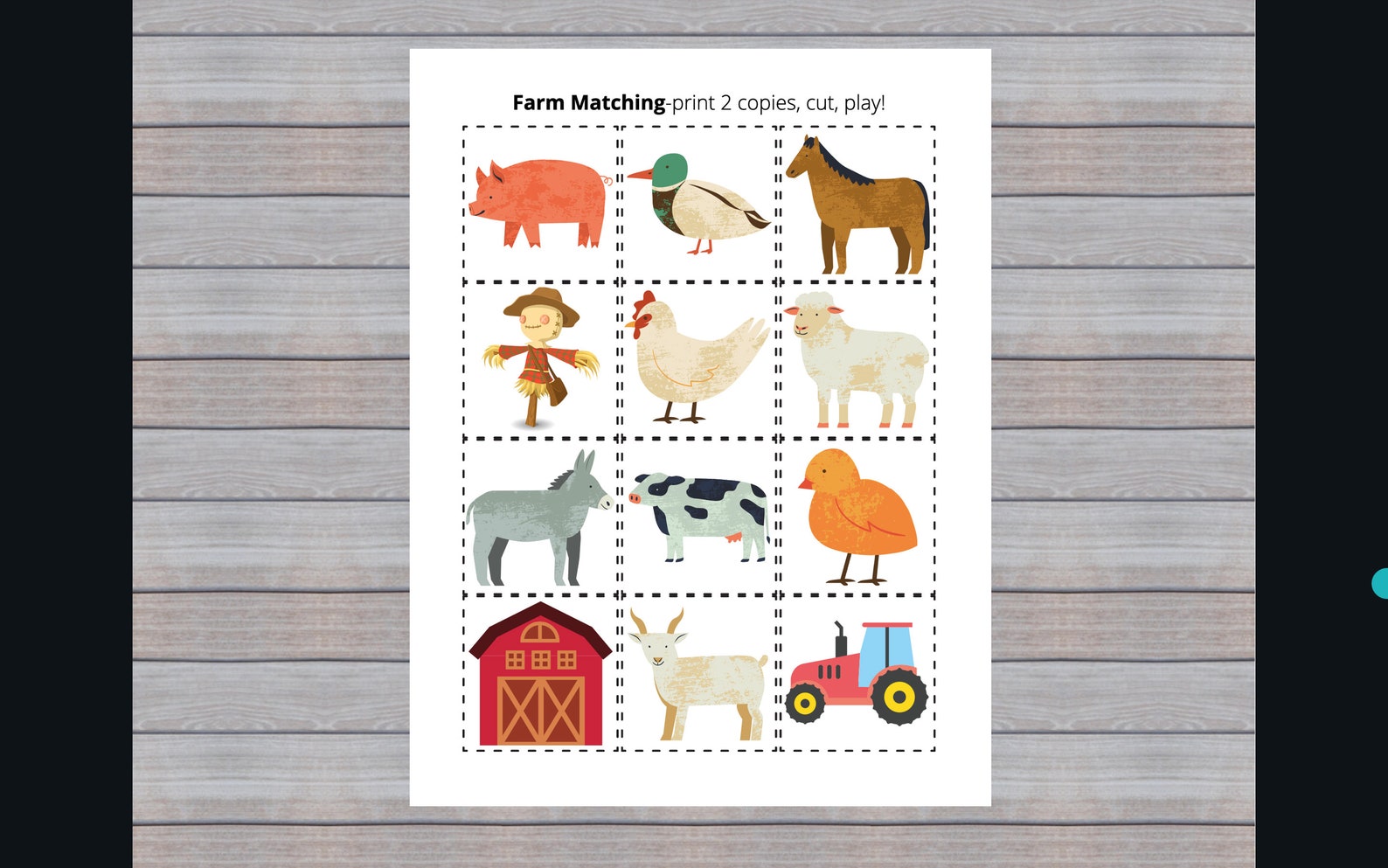 Farm Matching Game, Farm Memory Game, Farm Animals, Toddler, Preschool ...