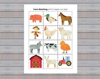 Farm Animal Matching Game Preschool Activities Printable Farm Matching ...