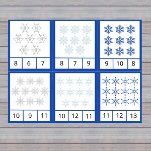 Snowflake Count and Clip Cards, Winter Preschool Game, Toddler Learning ...