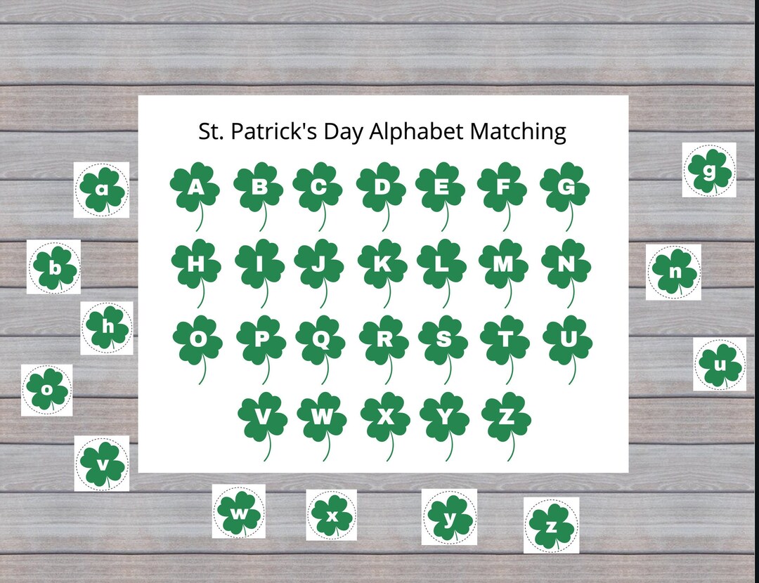 St Patricks Day Alphabet Matching Worksheet, Preschool Learning ...