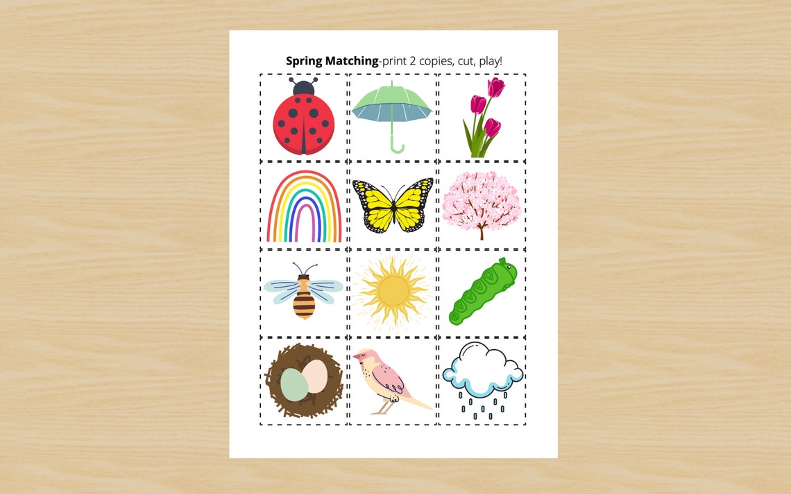 Four Seasons Learning Activity Printable Matching Game - Etsy