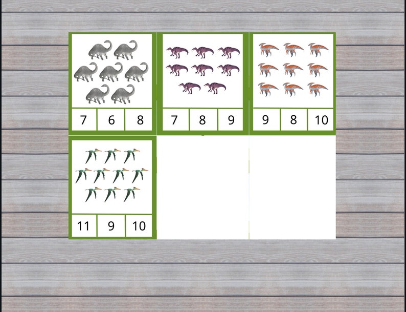 Dinosaur Count and Clip Cards, Indoor Preschool Game, Toddler Learning ...