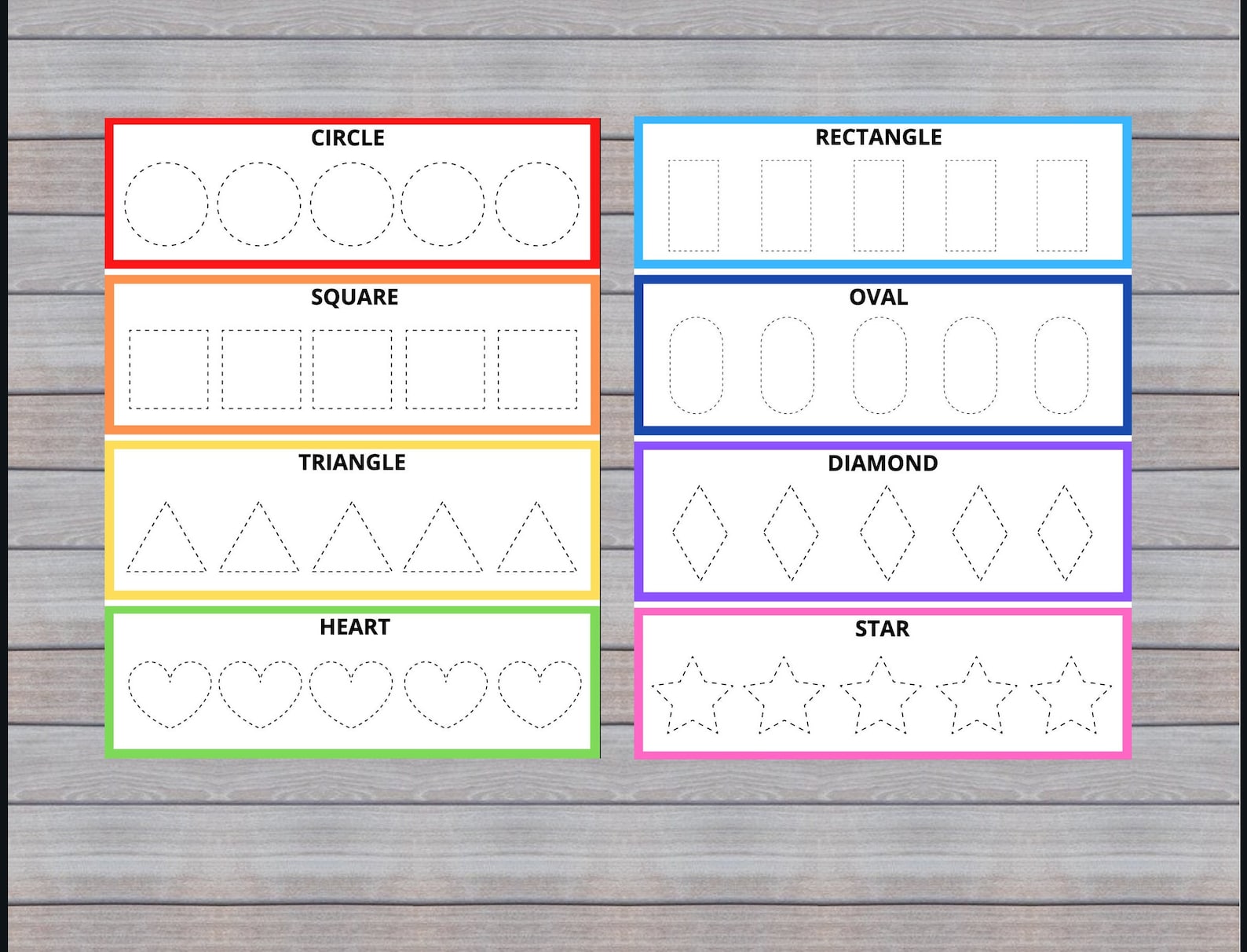 Shape Tracing Cards: Toddler Learning Activity (PDF Pattern) - Etsy