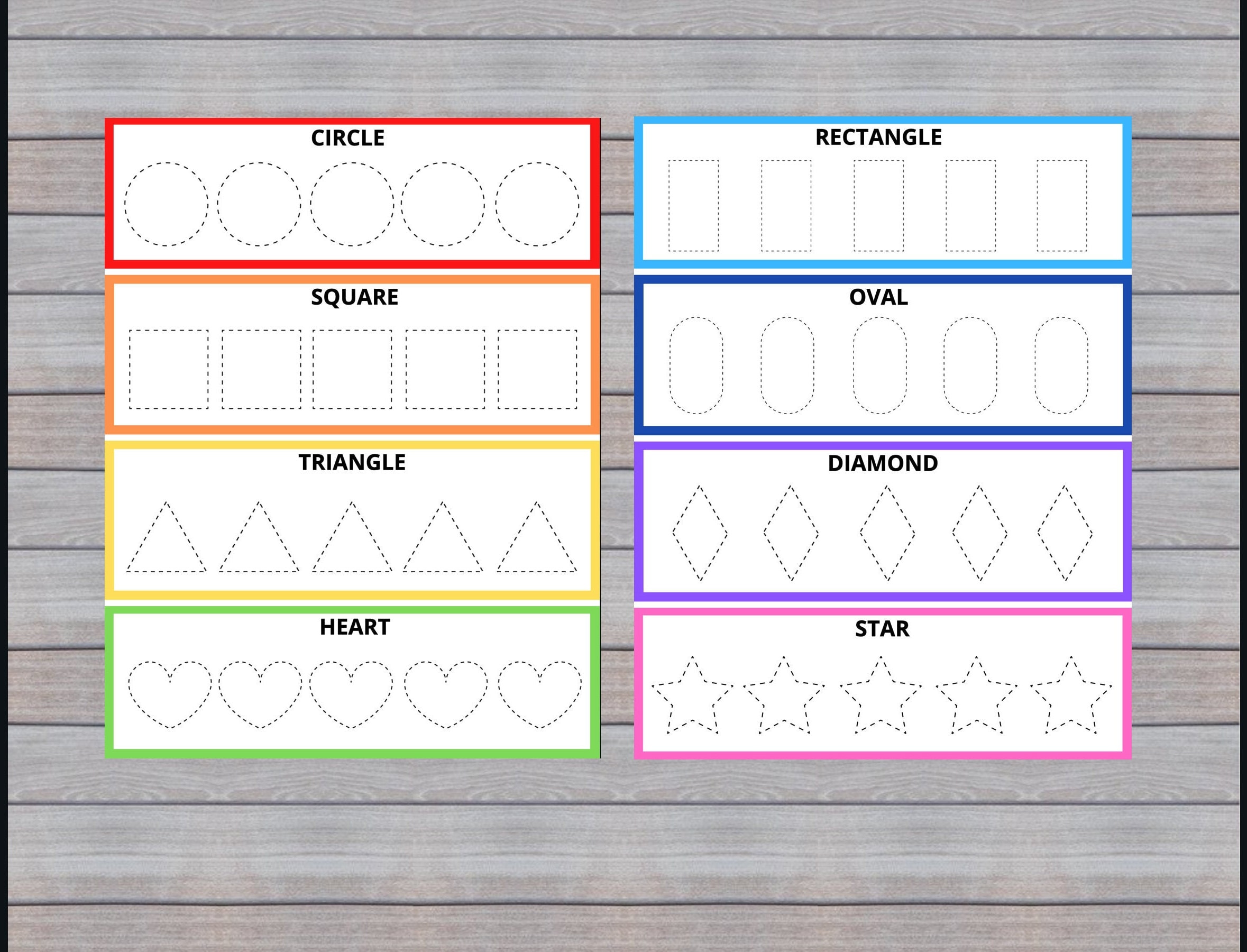 Shape Tracing Cards: Toddler Learning Activity (PDF Pattern) - Etsy