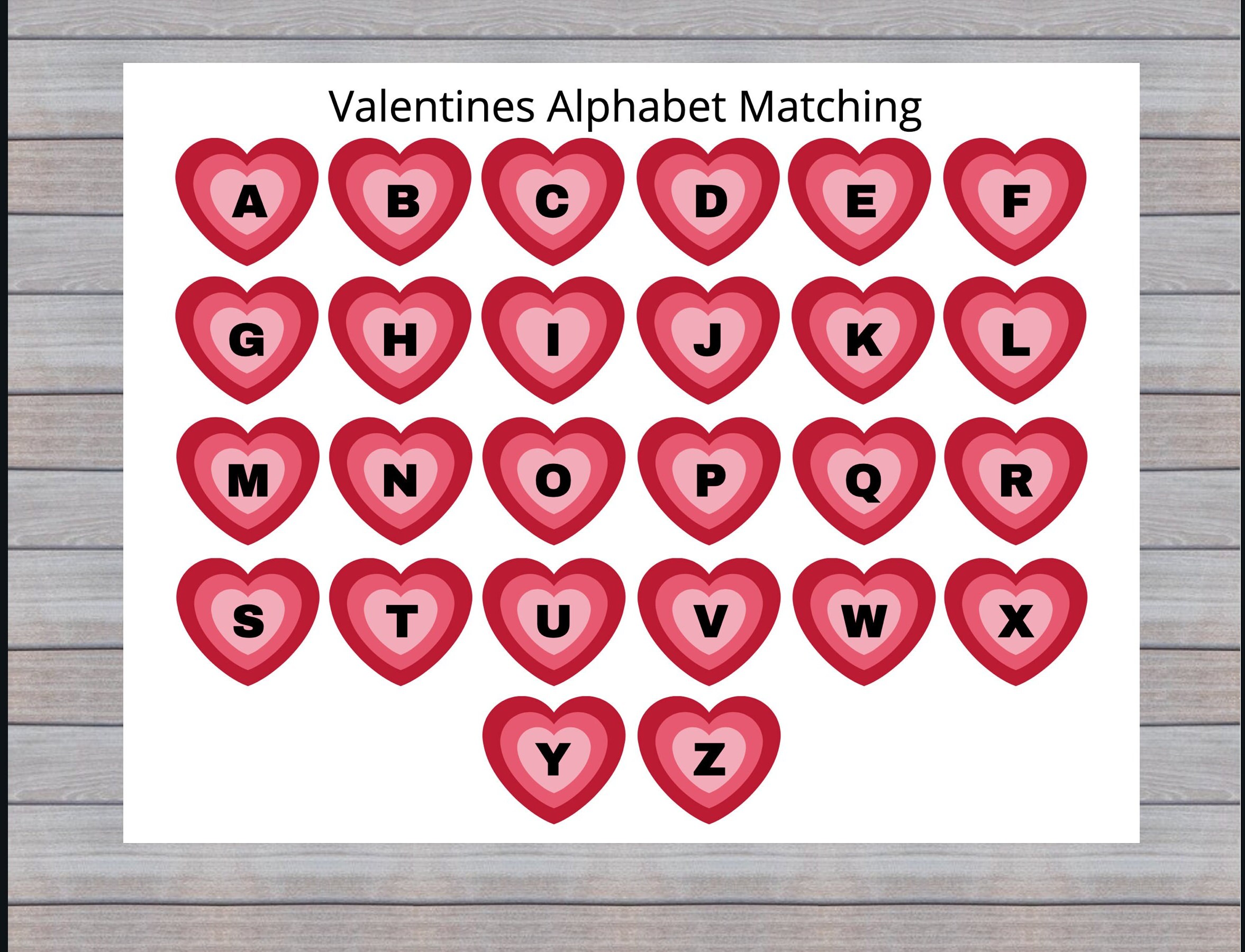 Valentines Alphabet Matching Worksheet, Preschool Learning, Toddler ...