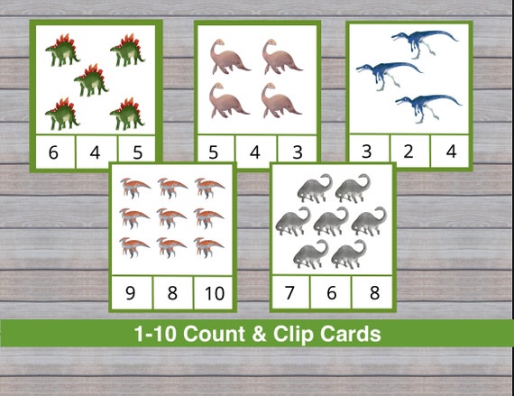 Dinosaur Count and Clip Cards Indoor Preschool Game Toddler | Etsy