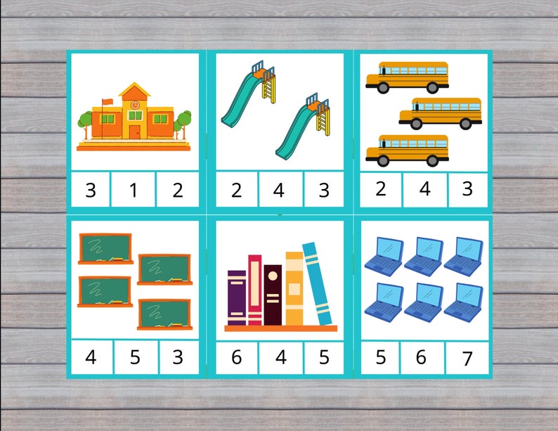 School Count and Clip Cards: Number Game 1-20 (PDF Pattern) - Etsy