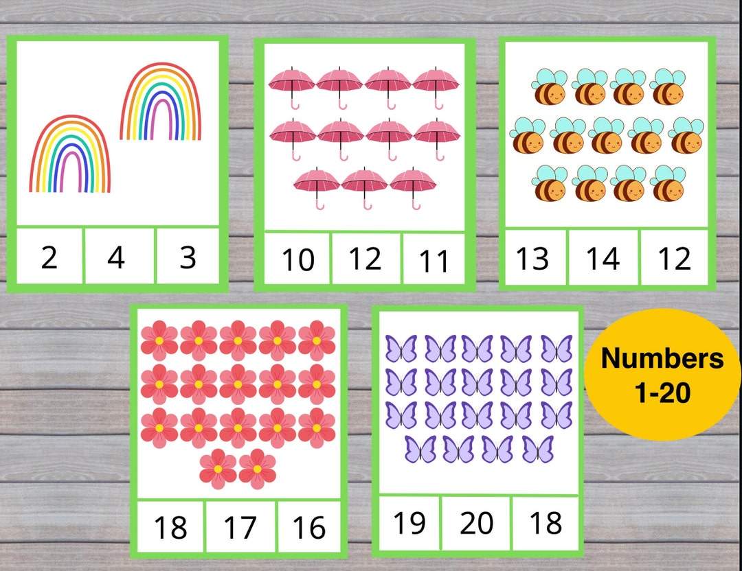 Spring Count and Clip Cards, Preschool Number Game, Toddler Learning ...