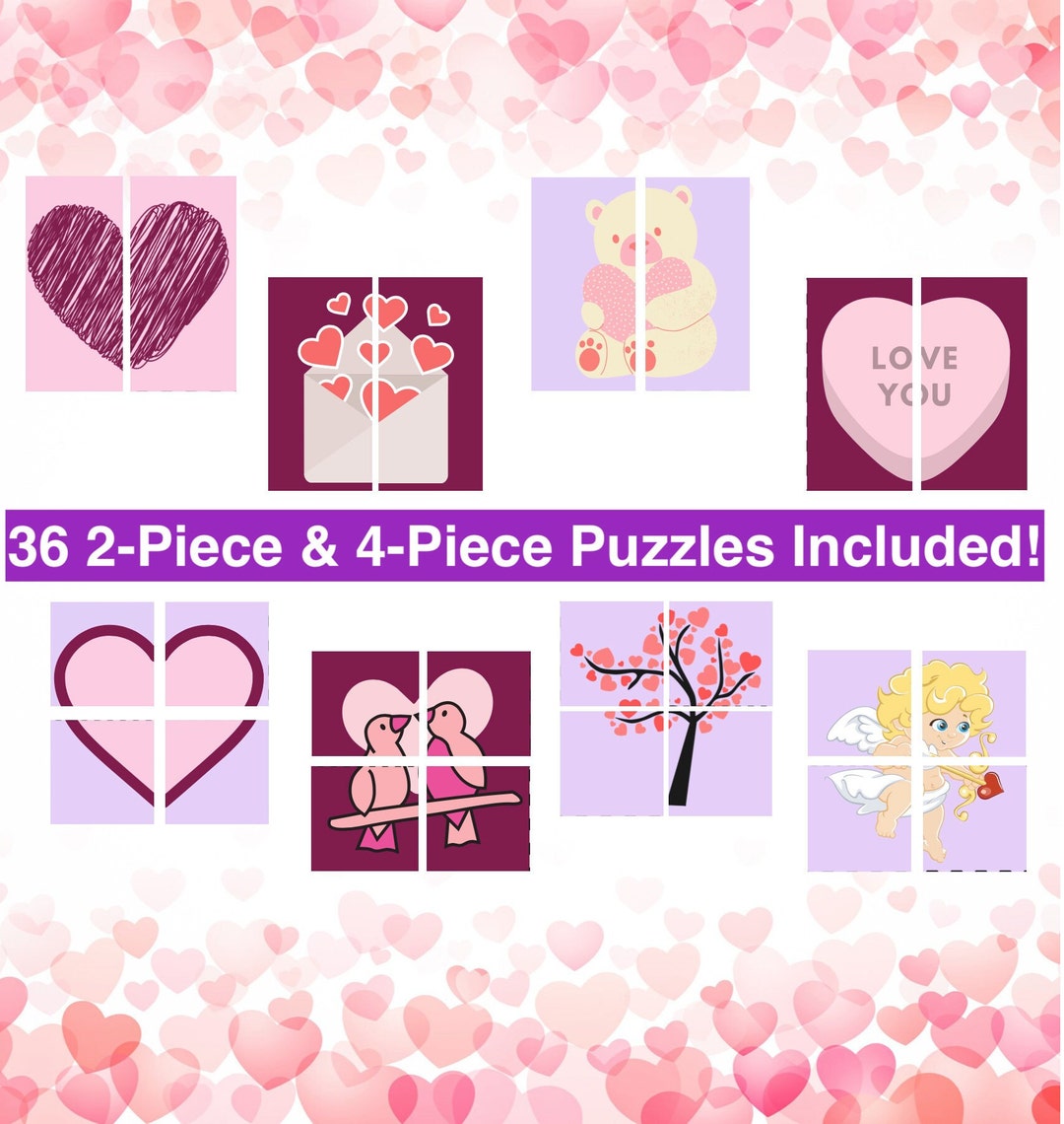 Valentines Day Puzzle, Preschool Puzzle, Toddler Puzzle, Matching Game ...
