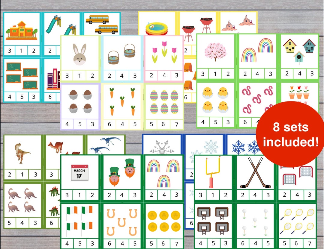 Count and Clip Card Bundle: Preschool Learning Game (printable) - Etsy