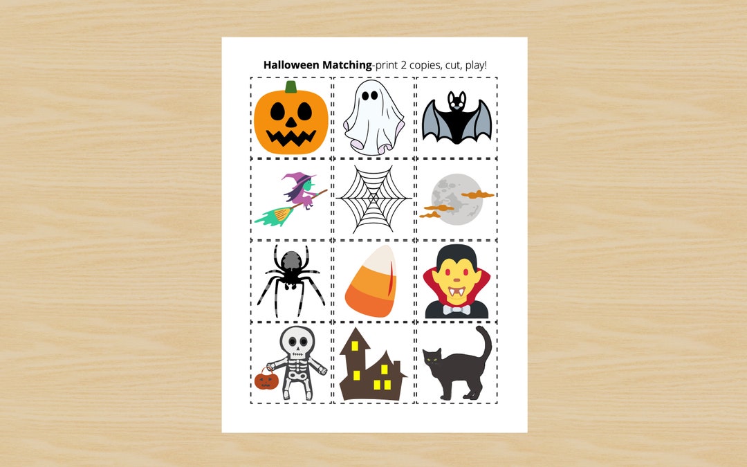 Halloween Matching Game: Printable Memory Cards (PDF) - Etsy