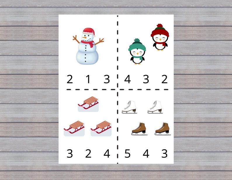 Winter Count and Clip Cards: Preschool Learning (digital Download) - Etsy