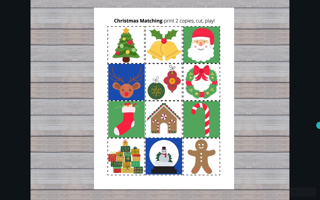 Christmas Matching Game, Christmas Memory Game, Printable Activity ...