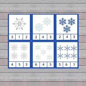 Snowflake Count and Clip Cards, Winter Preschool Game, Toddler Learning ...