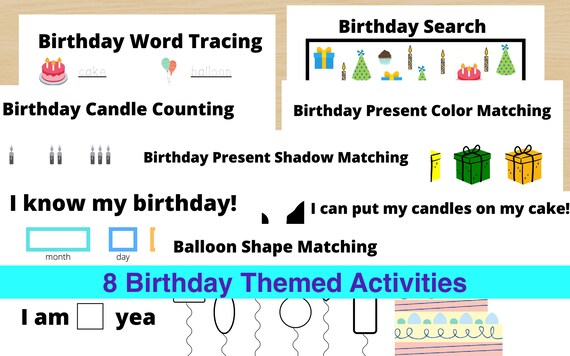 Birthday Busy Book Birthday Busy Binder Birthday Learning | Etsy