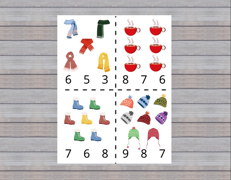 Winter Count and Clip Cards: Preschool Learning (digital Download) - Etsy