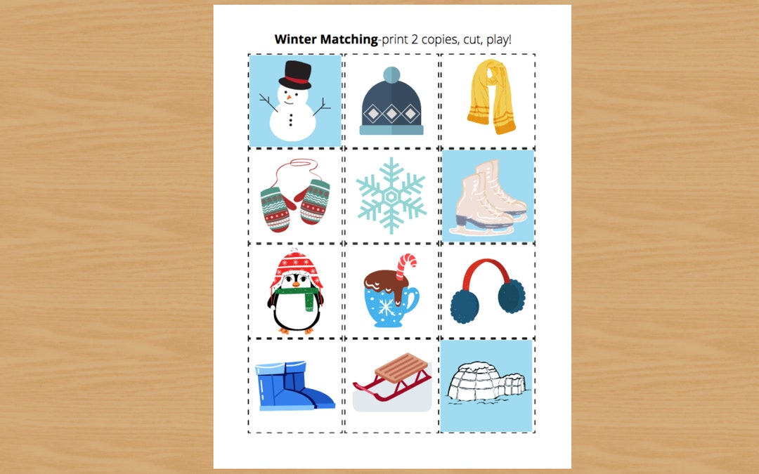 Winter Matching Game, Winter Memory Game, Preschool Activities, Toddler ...