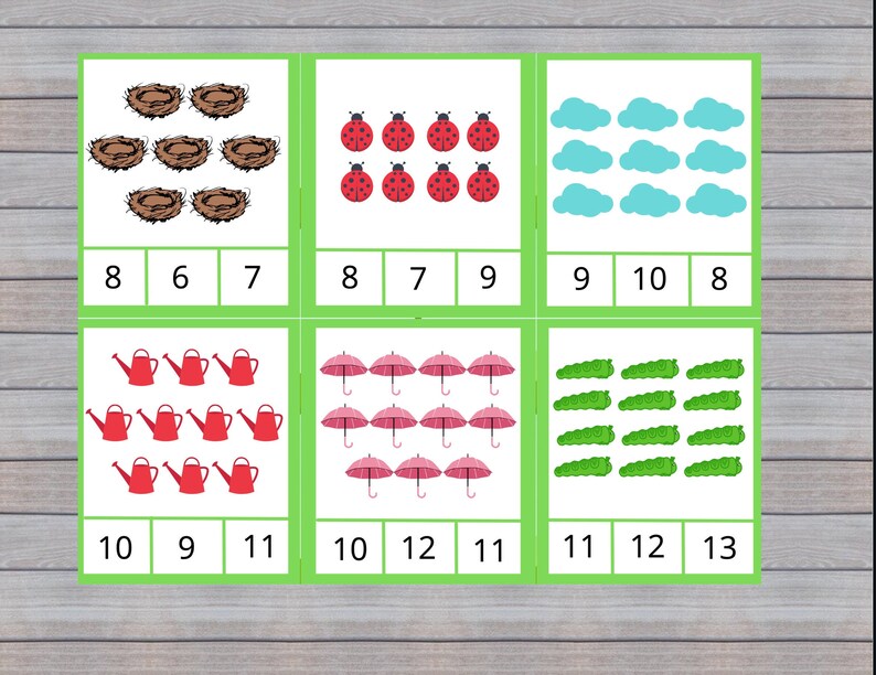 Spring Count and Clip Cards Preschool Number Game Toddler - Etsy