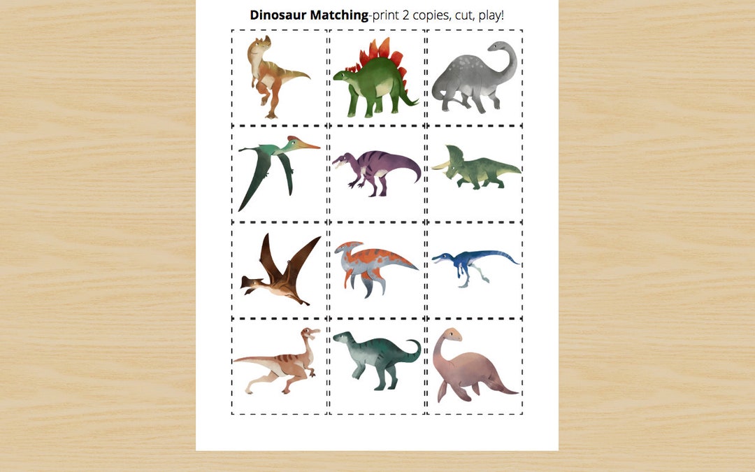 Dinosaur Matching Game: Printable Memory Game (PDF) - Etsy