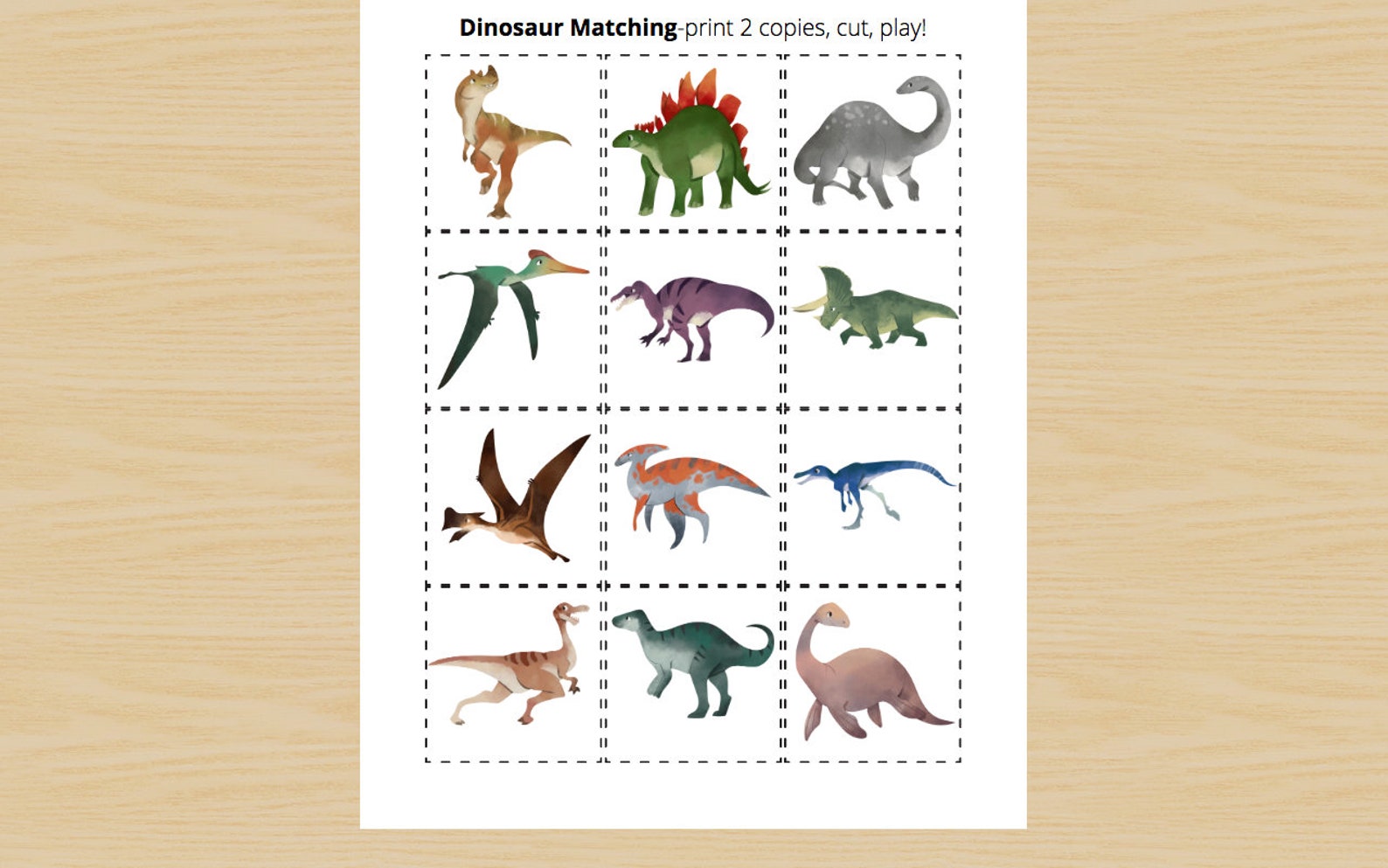 Dinosaur Matching Game, Dinosaur Memory Game, Preschool Game, Toddler ...