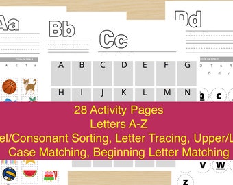 ALPHABET Worksheets Printable Toddler Learning Toy Kindergarten Busy ...
