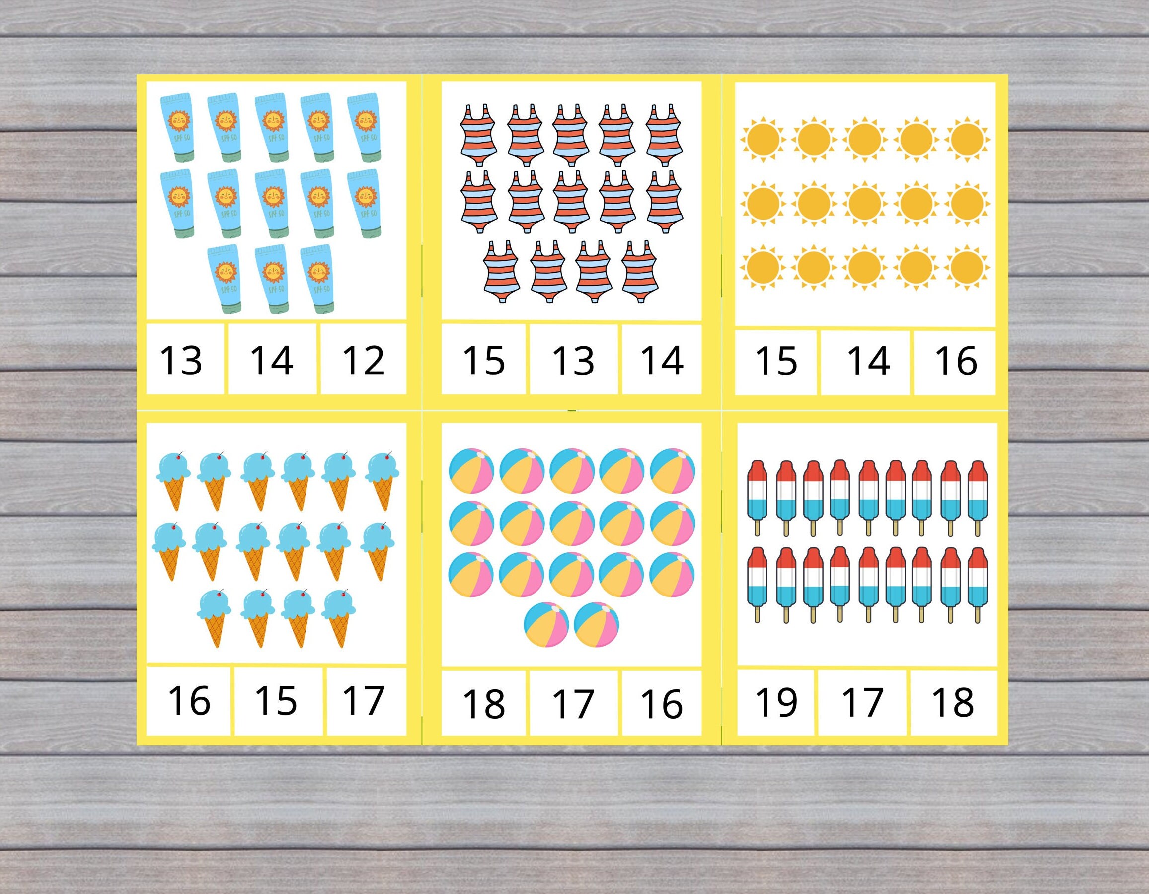 Summer Count and Clip Cards: Preschool Number Game (PDF Printable) - Etsy