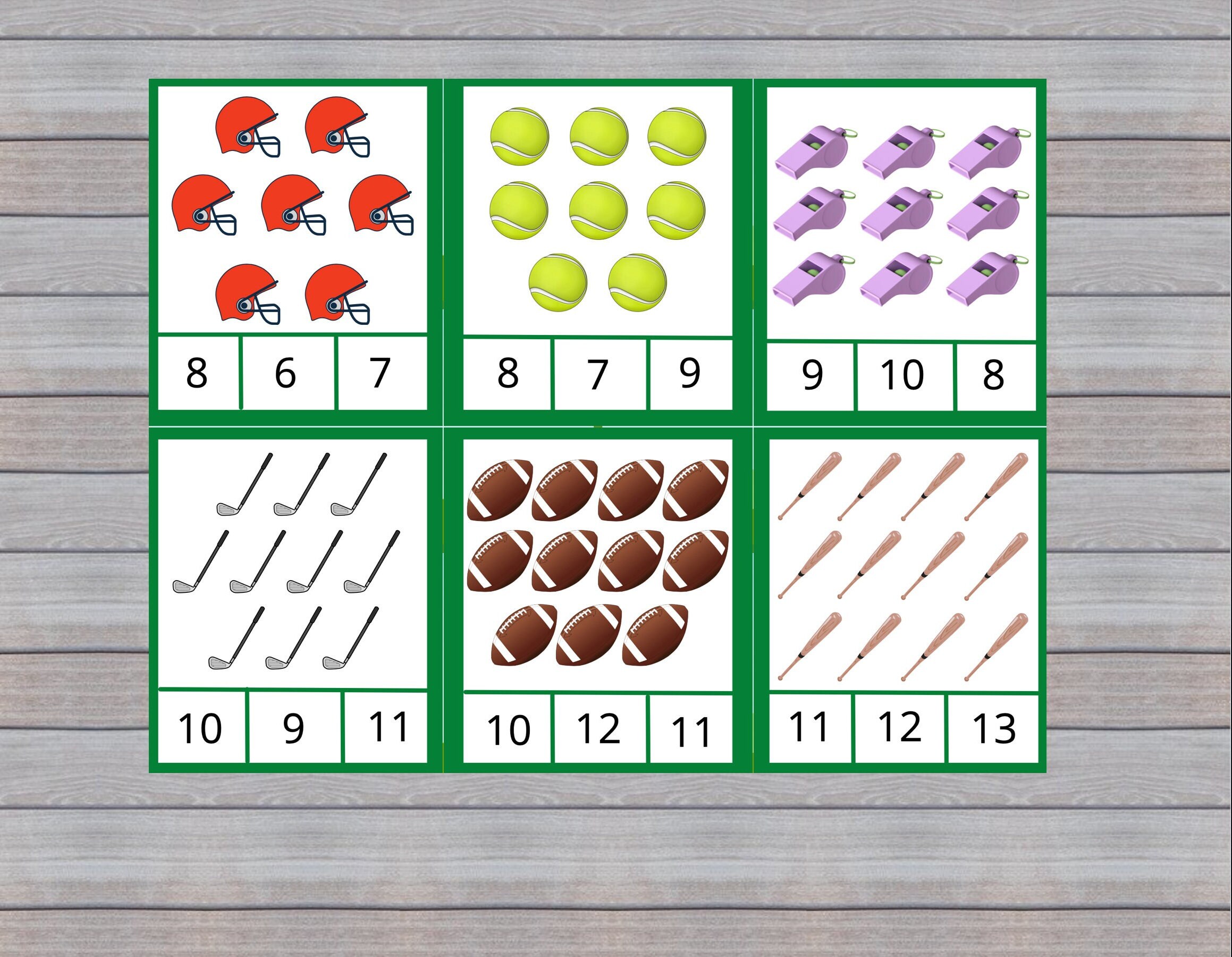 Sports Count and Clip Cards: Preschool Number Game (PDF) - Etsy