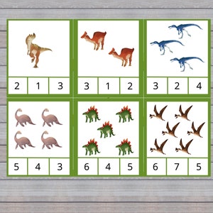 Dinosaur Count and Clip Cards Indoor Preschool Game Toddler - Etsy