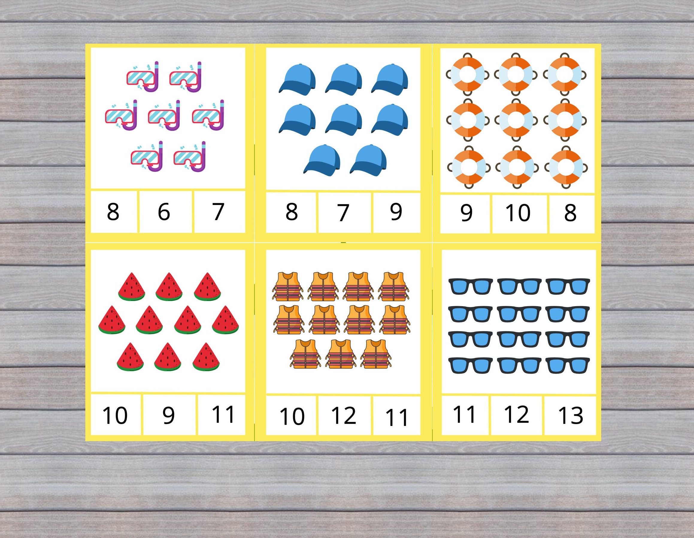 Summer Count and Clip Cards: Preschool Number Game (PDF Printable) - Etsy