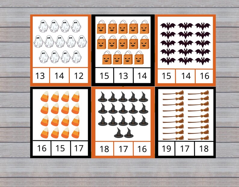 Halloween Count and Clip Cards, Preschool Number Game, Toddler Learning ...