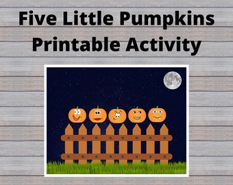 The Five Little Pumpkins Instant Download Paper Activity, Preschool ...