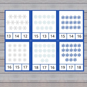 Snowflake Count and Clip Cards, Winter Preschool Game, Toddler Learning ...