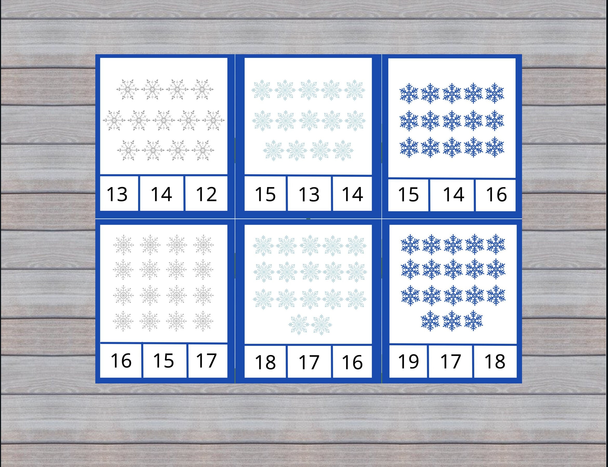 Snowflake Count and Clip Cards, Winter Preschool Game, Toddler Learning ...