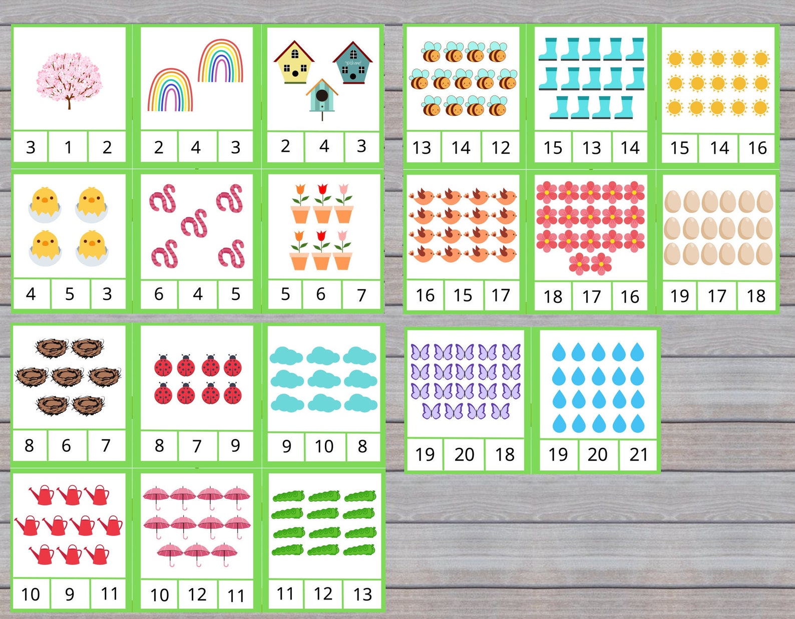 Count and Clip Card Bundle: Preschool Learning Game (printable) - Etsy