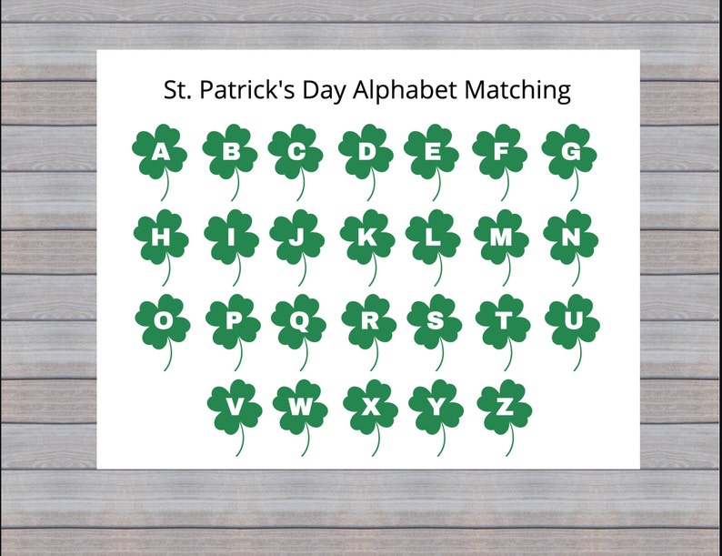 St Patricks Day Alphabet Matching Worksheet, Preschool Learning ...