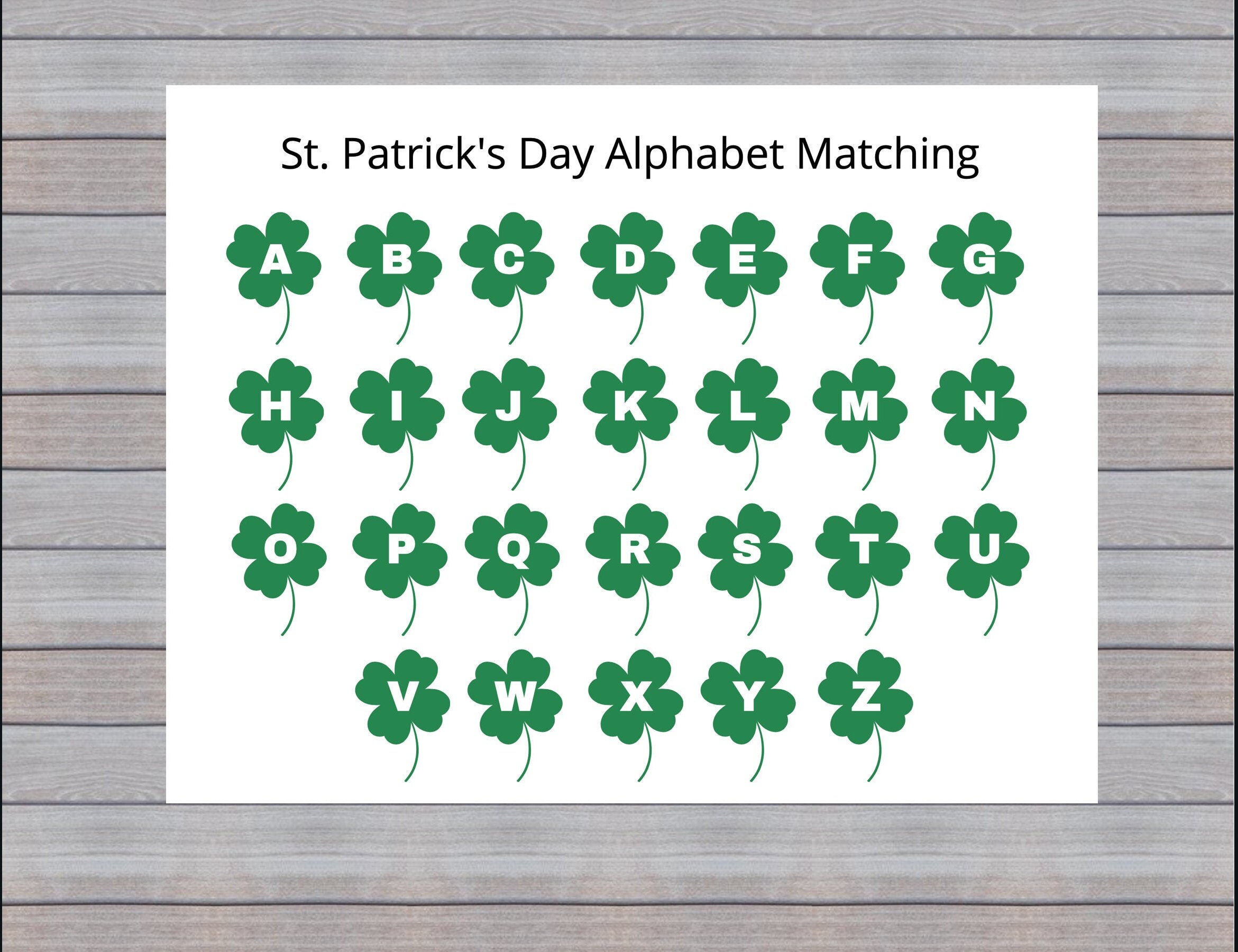 St Patricks Day Alphabet Matching Worksheet, Preschool Learning ...