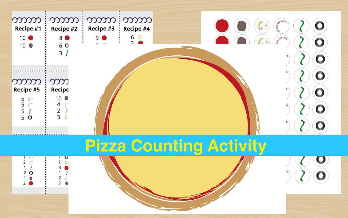 Pizza Counting Activity Preschool Counting Worksheet Toddler - Etsy España