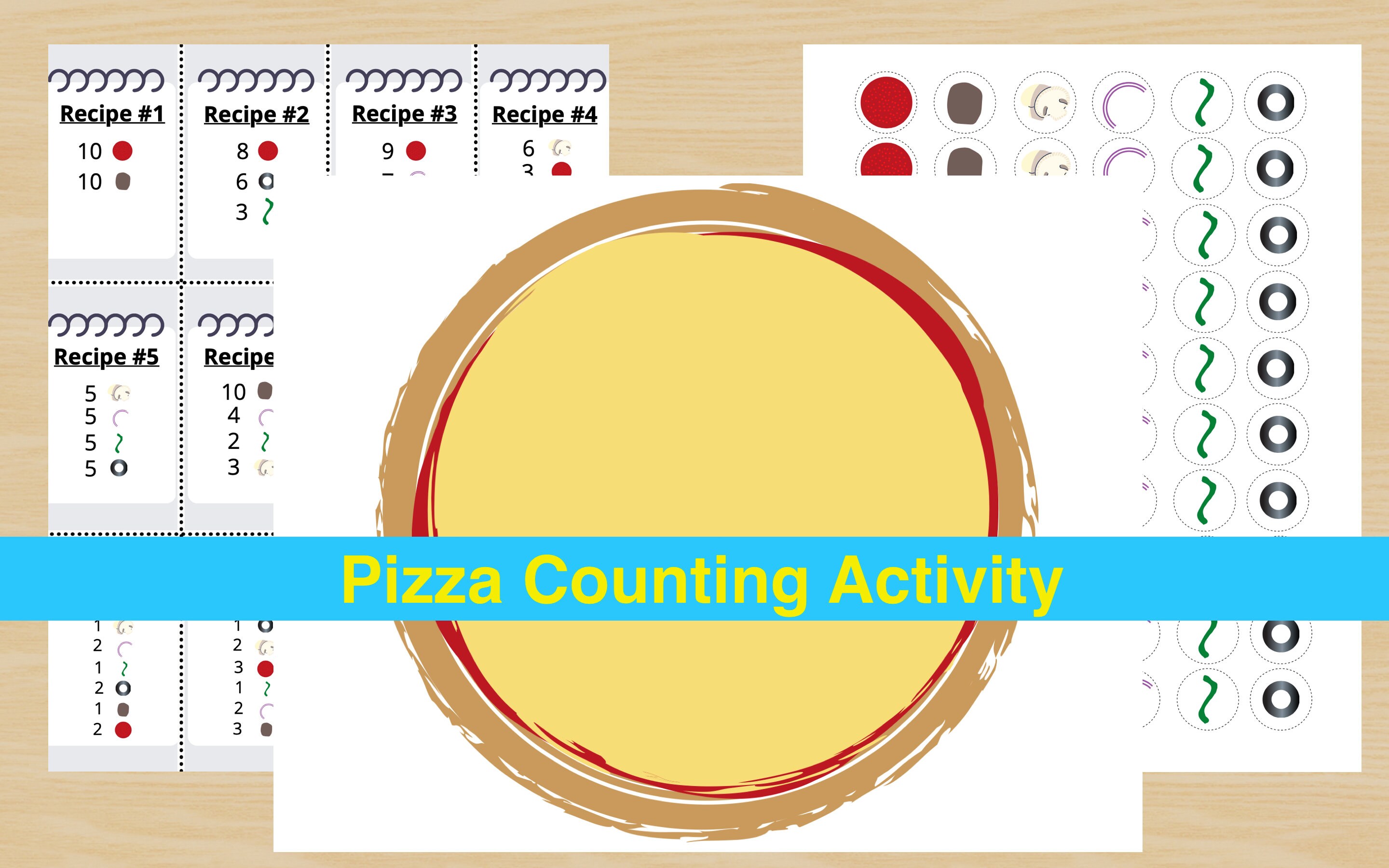Pizza Counting Activity Preschool Counting Worksheet Toddler - Etsy España