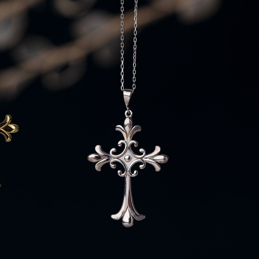 Silver Cross Necklaces. 14K Gold Faith Cross Pendant, Celtic Large ...