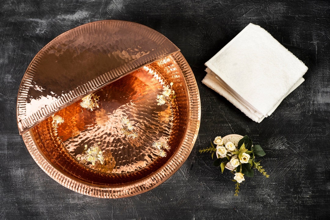 Copper Foot Rest and Bowl for Pedicure 100% Solid Copper Foot Basin ...