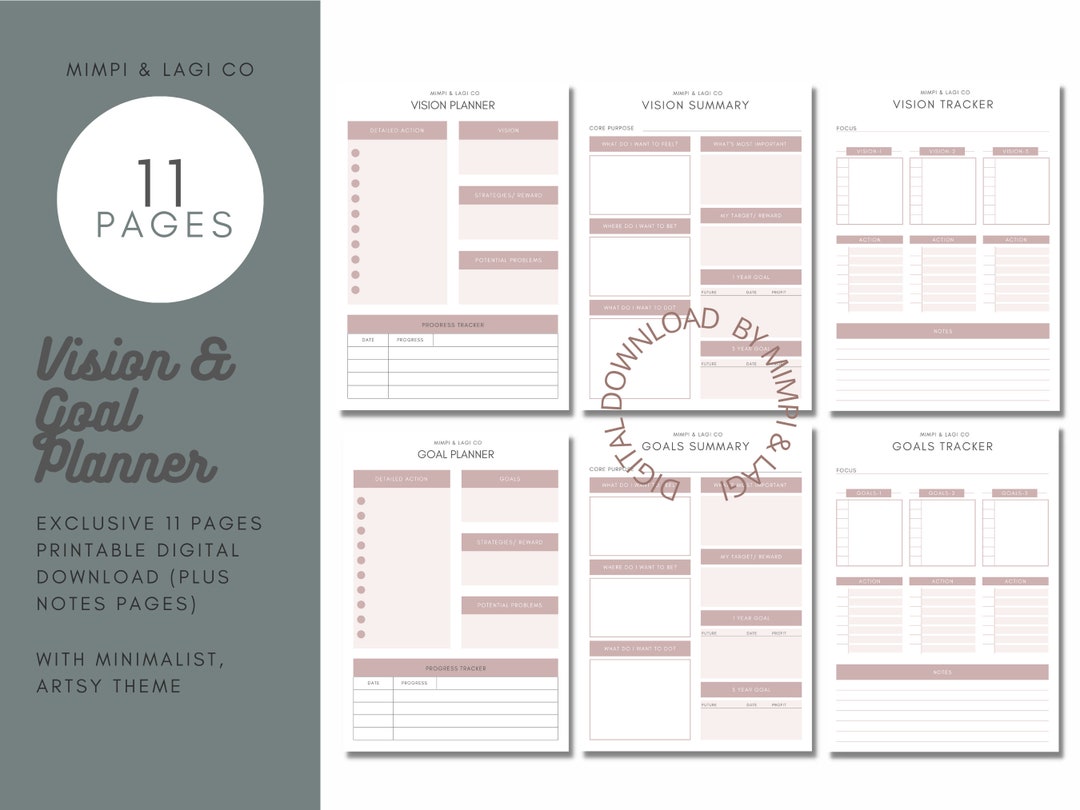 Vision & Goal Setting Planner Printable Vision Worksheet - Etsy