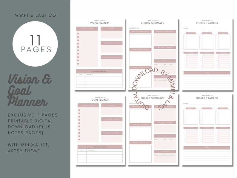 Vision & Goal Setting Planner Printable Vision Worksheet - Etsy