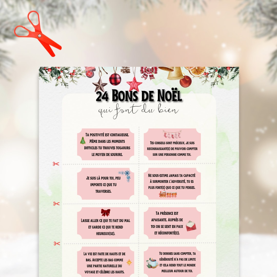 Bons de Noël à imprimer, calendrier de l'Avent DIY, Bienveillance et ...