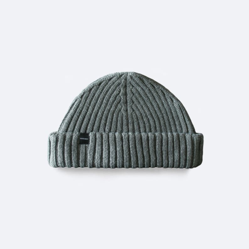 Grey Fisherman Beanie. Merino Wool Ribbed Fisherman Beanie - Etsy