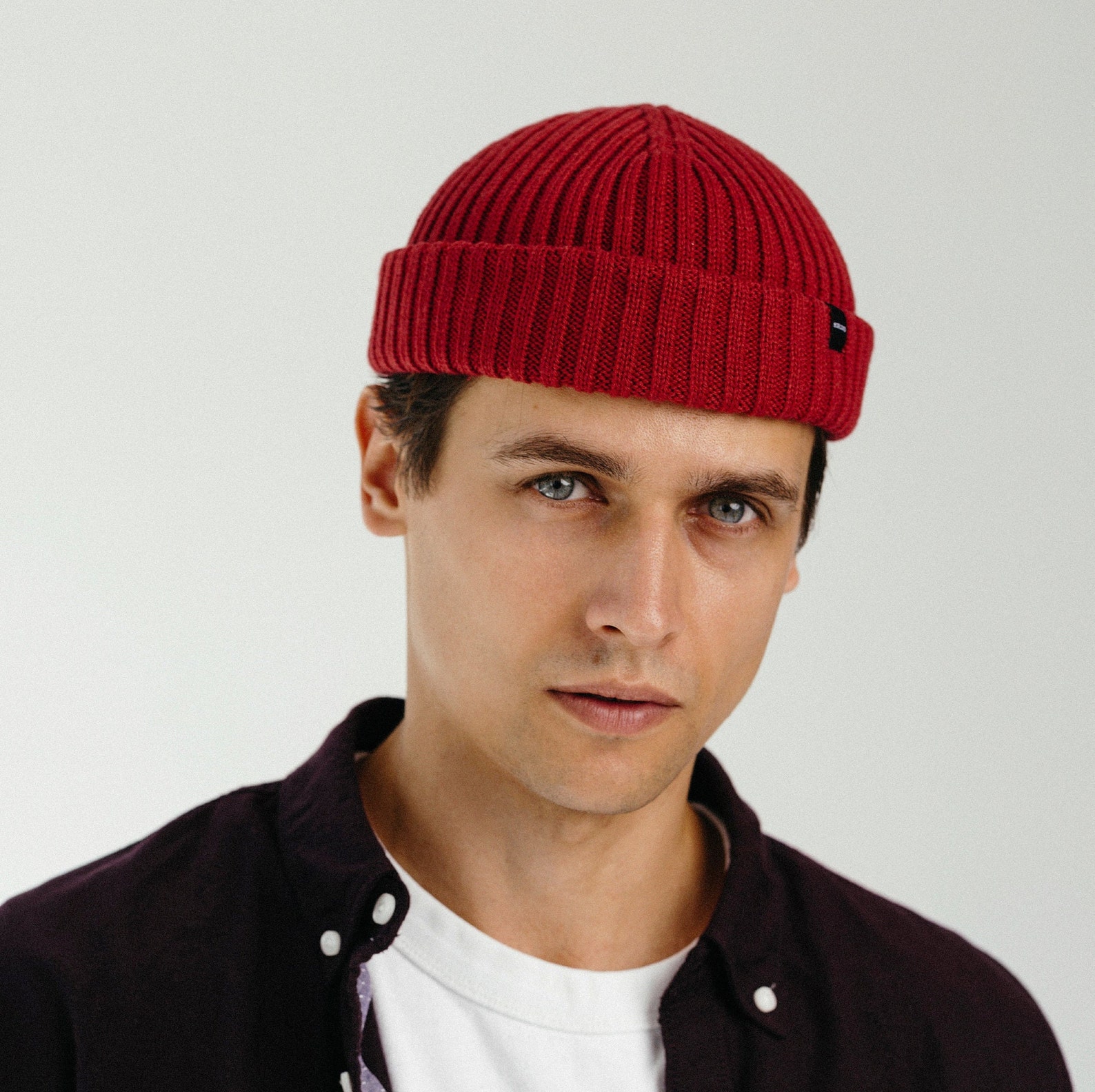 Wine Red Fisherman Beanie. Merino Wool Ribbed Fisherman - Etsy